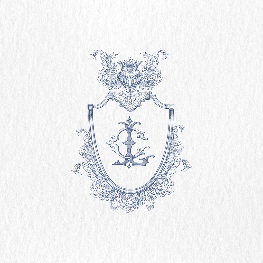 Vintage Wedding Crest: Heraldic Monogram, Coat of Arms (digital PDF) - Etsy