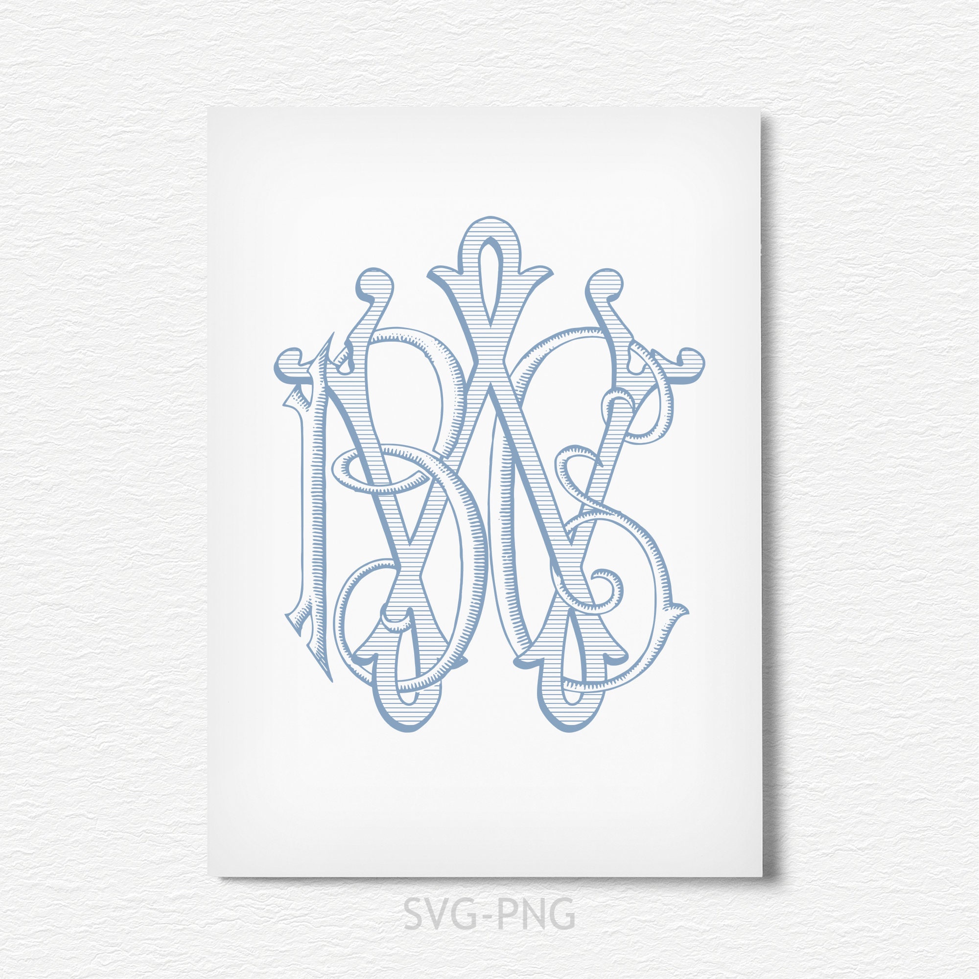 W-B-C Vintage Monogram,antique Classic Wedding Monogram,interlocking ...
