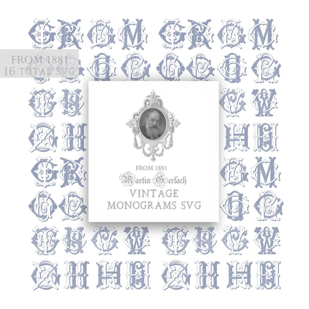 Vintage Monogram,bundle 16 Total Svg Monograms, Svg Monogram ...