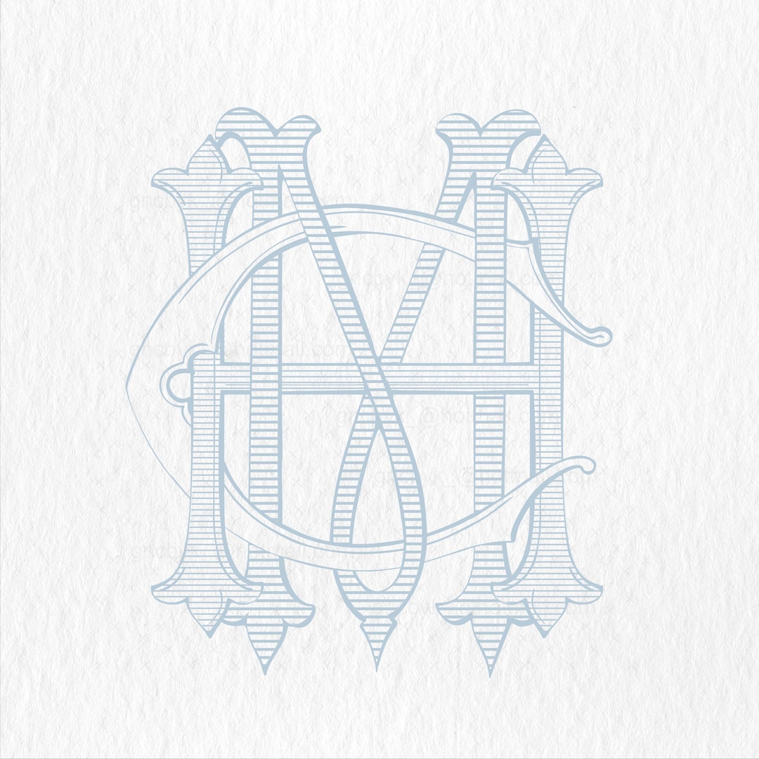 HCM Monogram,custom Three Letter Monogram, Interlocking Monogram ...