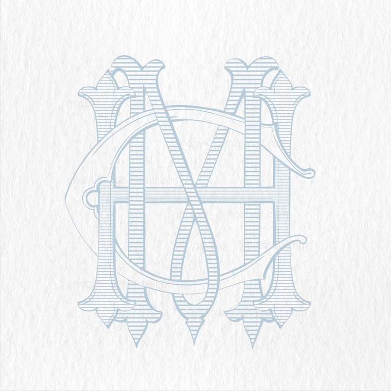 H-C-M Interlocking Wedding Monogram, Vintage Style (SVG, PDF, PNG) - Etsy