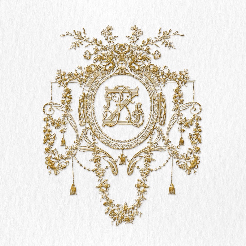 Vintage Wedding Crest: Editable Gold Monogram (SVG, PNG) - Etsy