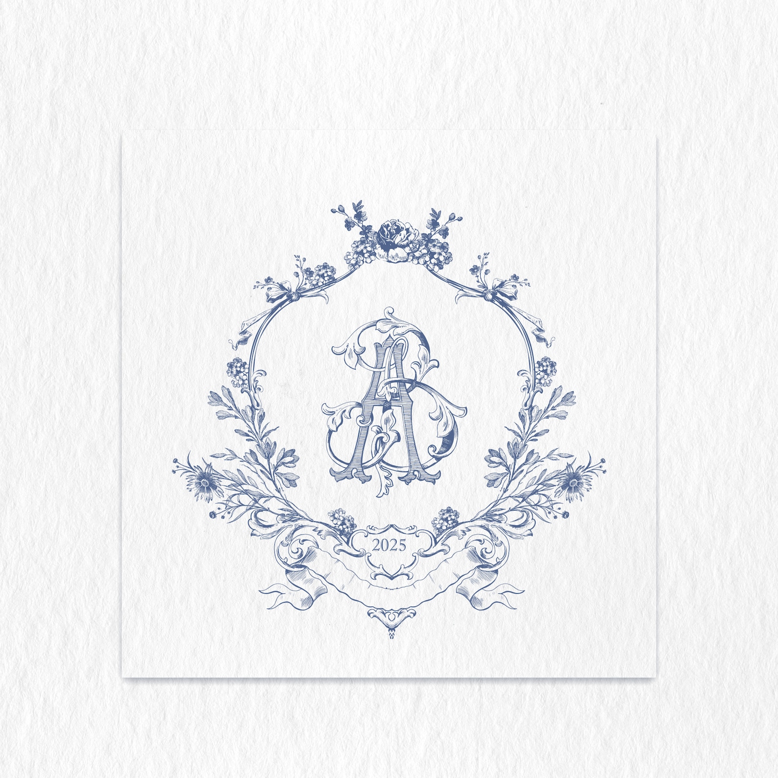 Vintage Wedding Crest: Editable Floral Monogram (SVG, PNG) - Etsy