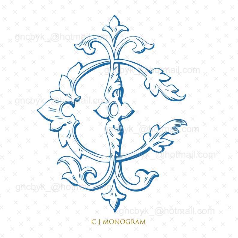 Vintage C-J Wedding Monogram Crest (SVG, PNG) - Etsy