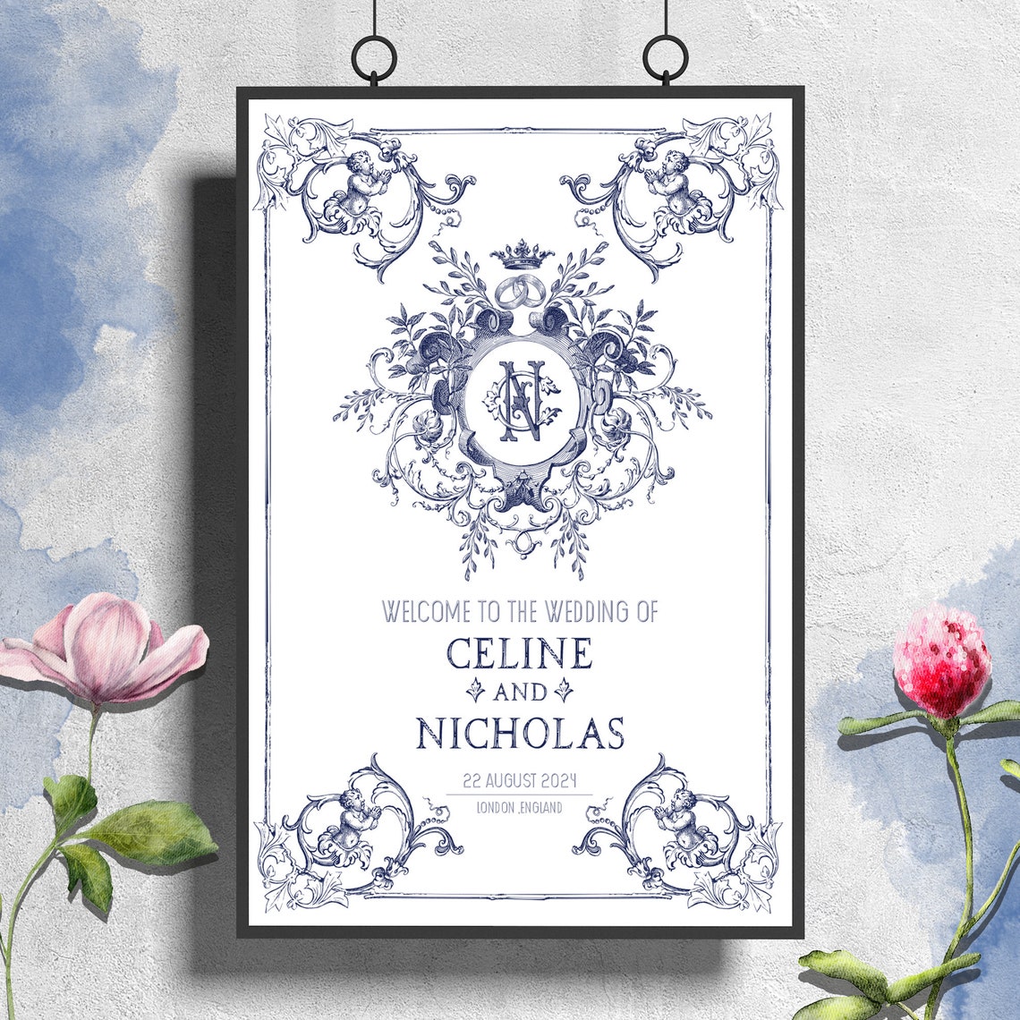 Editable Vintage Momogram,wedding Welcome Sign Template,monogram ...