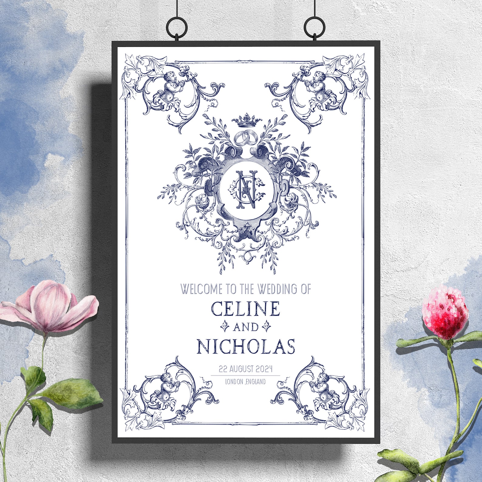Editable Vintage Momogram,wedding Welcome Sign Template,monogram ...