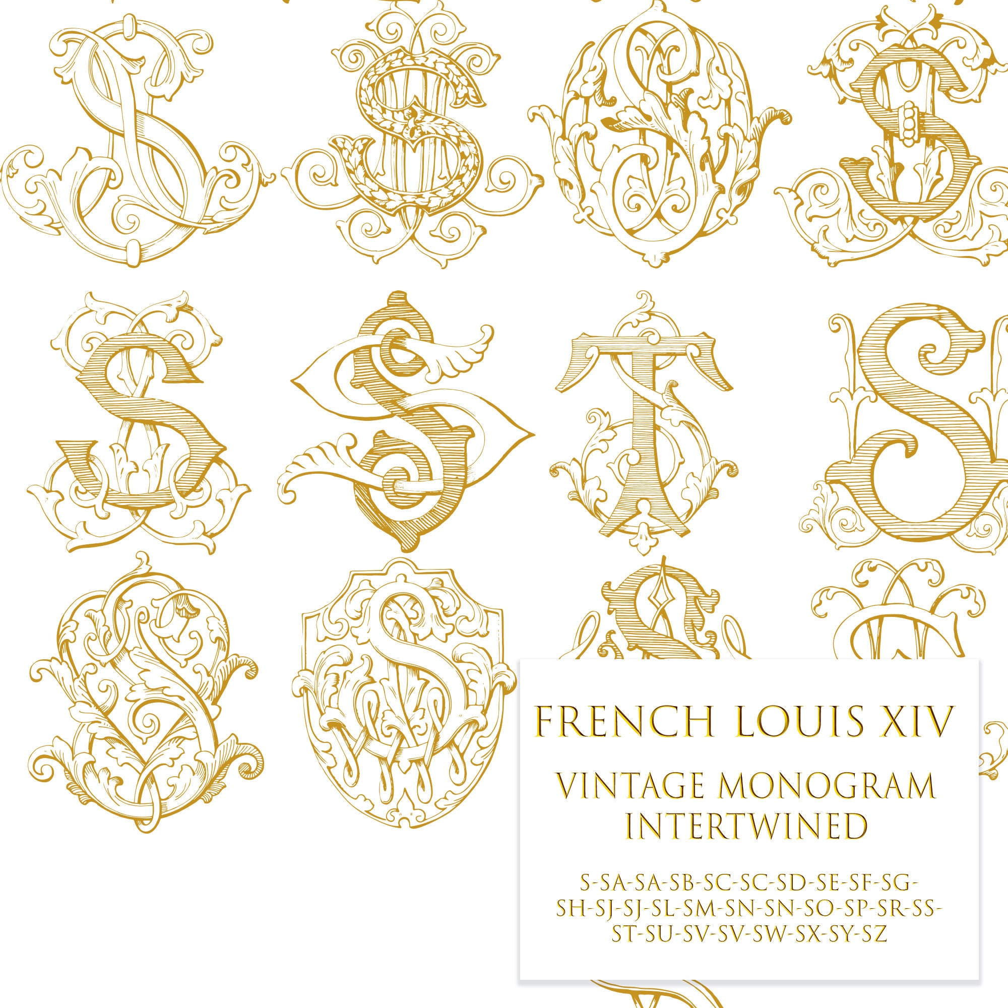 FRENCH LOUIS Monograms,vintage Monogram,monogram Svg,intertwined ...