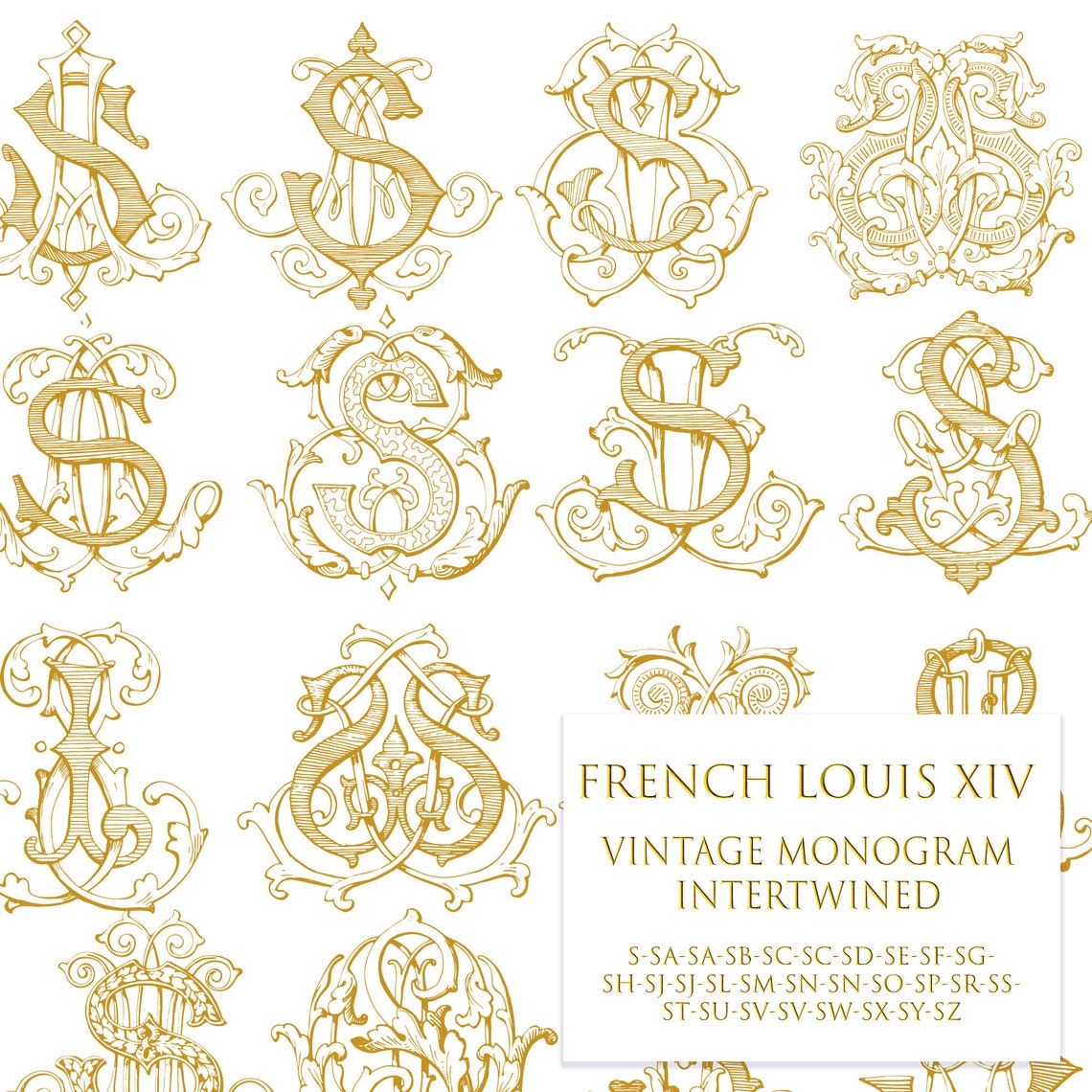 FRENCH LOUIS Monograms,vintage Monogram,monogram Svg,intertwined ...