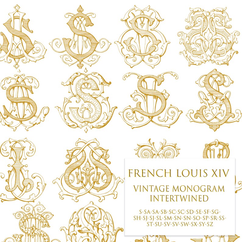 FRENCH LOUIS Monograms,vintage Monogram,monogram Svg,intertwined ...