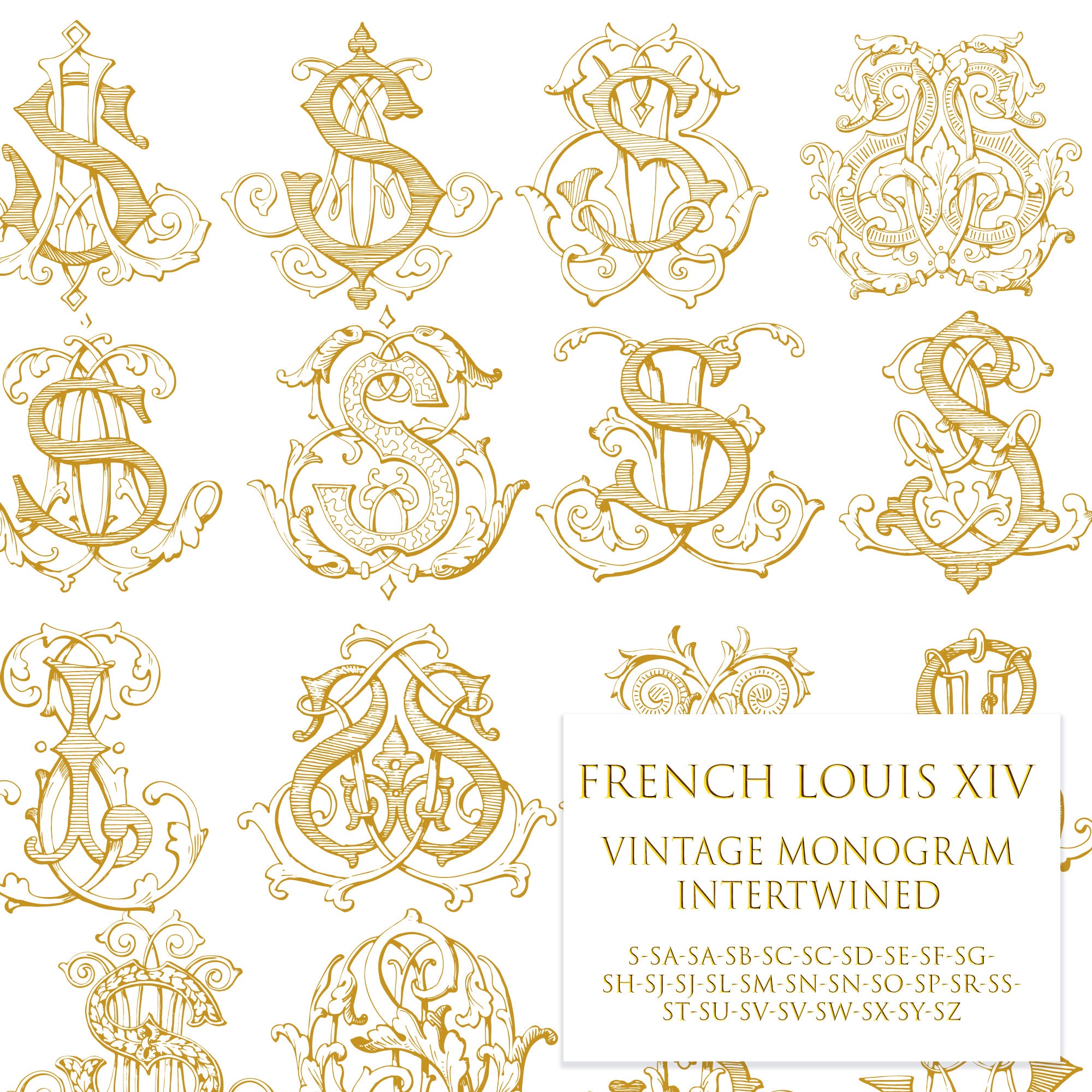 FRENCH LOUIS Monograms,vintage Monogram,monogram Svg,intertwined ...