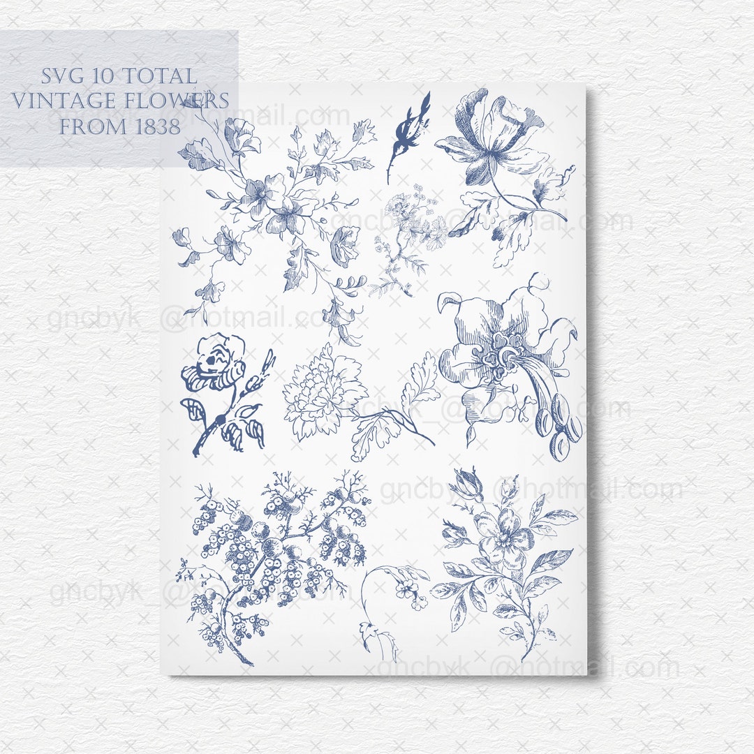 Antique Vintage Floral,victorian Flowers Vector Clip Art, Vintage Rose ...