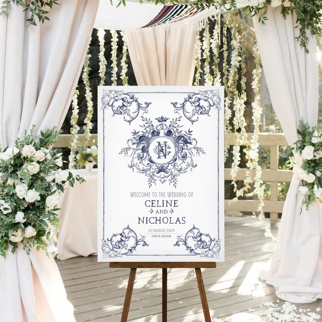 Editable Vintage Momogram,wedding Welcome Sign Template,monogram ...