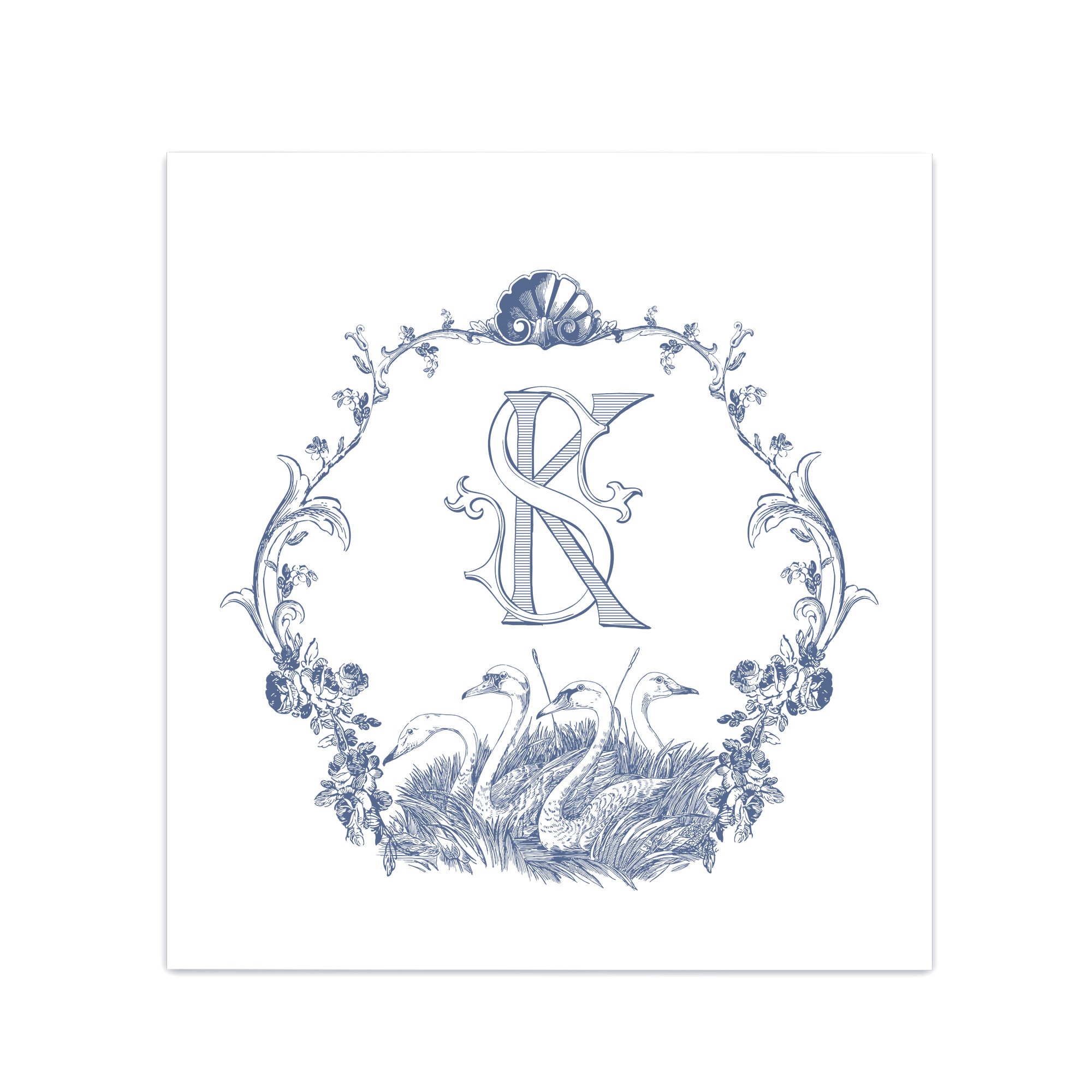 S-kvintage Monogram,swan Crest,swanmonogram,customized Swan Crest,swan ...