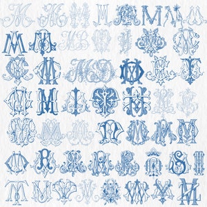 Vintage Monogram,monogram Svg ,bundle M-A & M-Z Svg Monogram ...