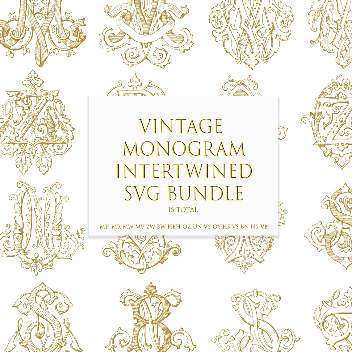 Vintage Monogram,monogram Svg ,bundle ,svg Monogram ,intertwined ...