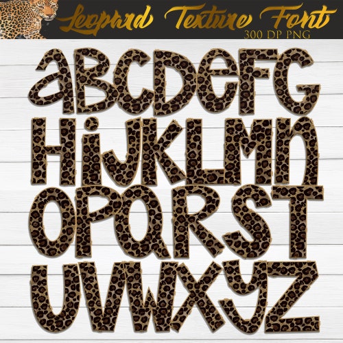 Leopard Print Doodle Alphabet Letters PNG Leopard Font - Etsy