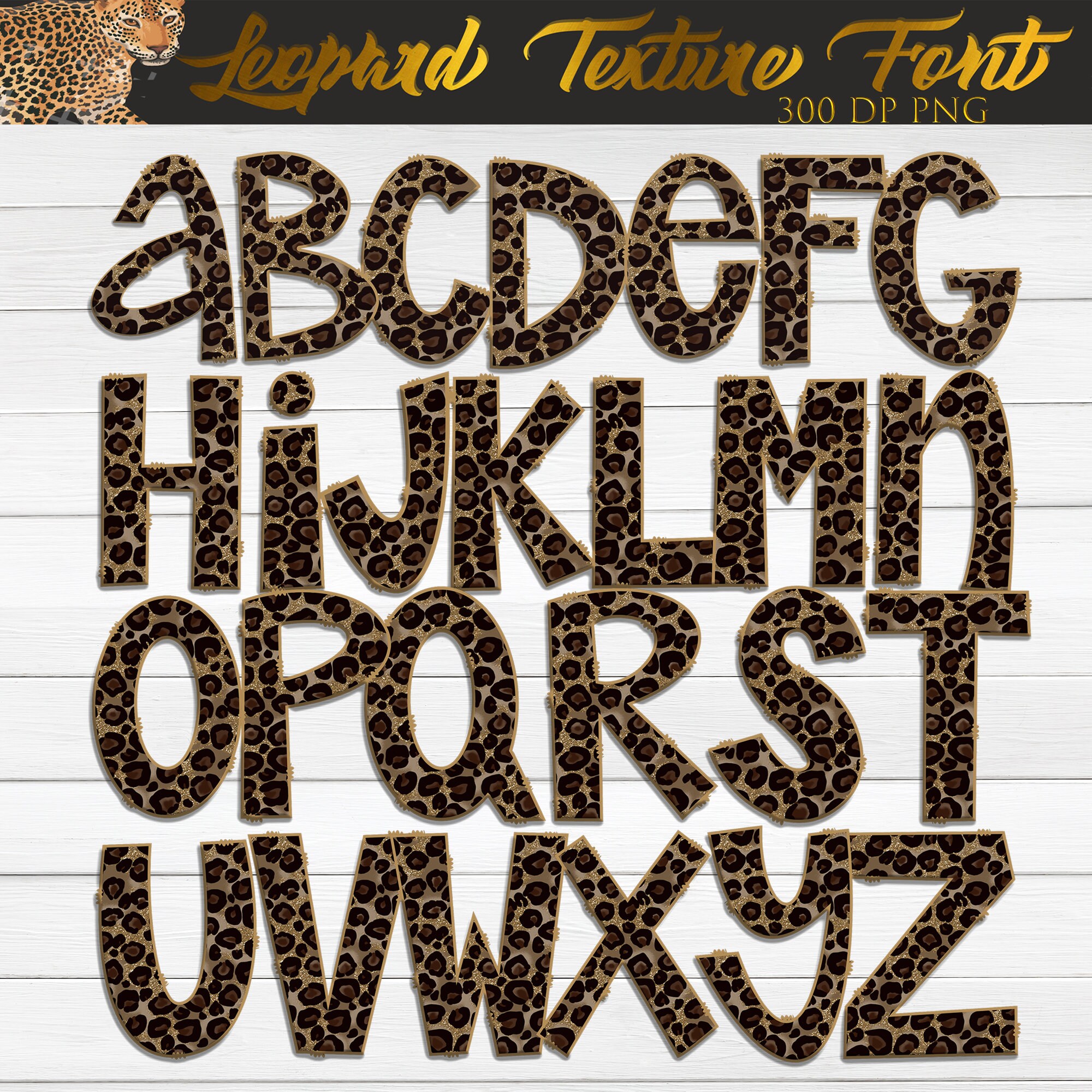 Leopard Print Font Pngleopard Font Animal Alphabet Letters - Etsy