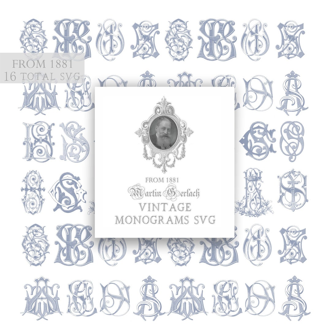 Vintage Monogram,bundle 16 Total Svg Monograms, Svg Monogram ...