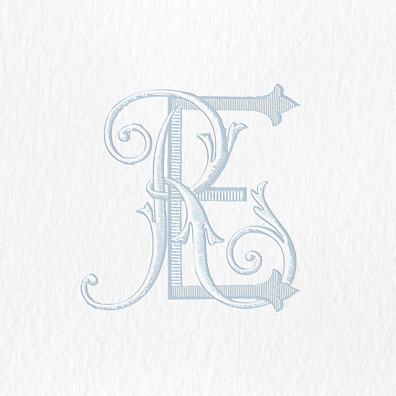 E-R Vintage Monogram,antique Classic Wedding Monogram,interlocking Two ...