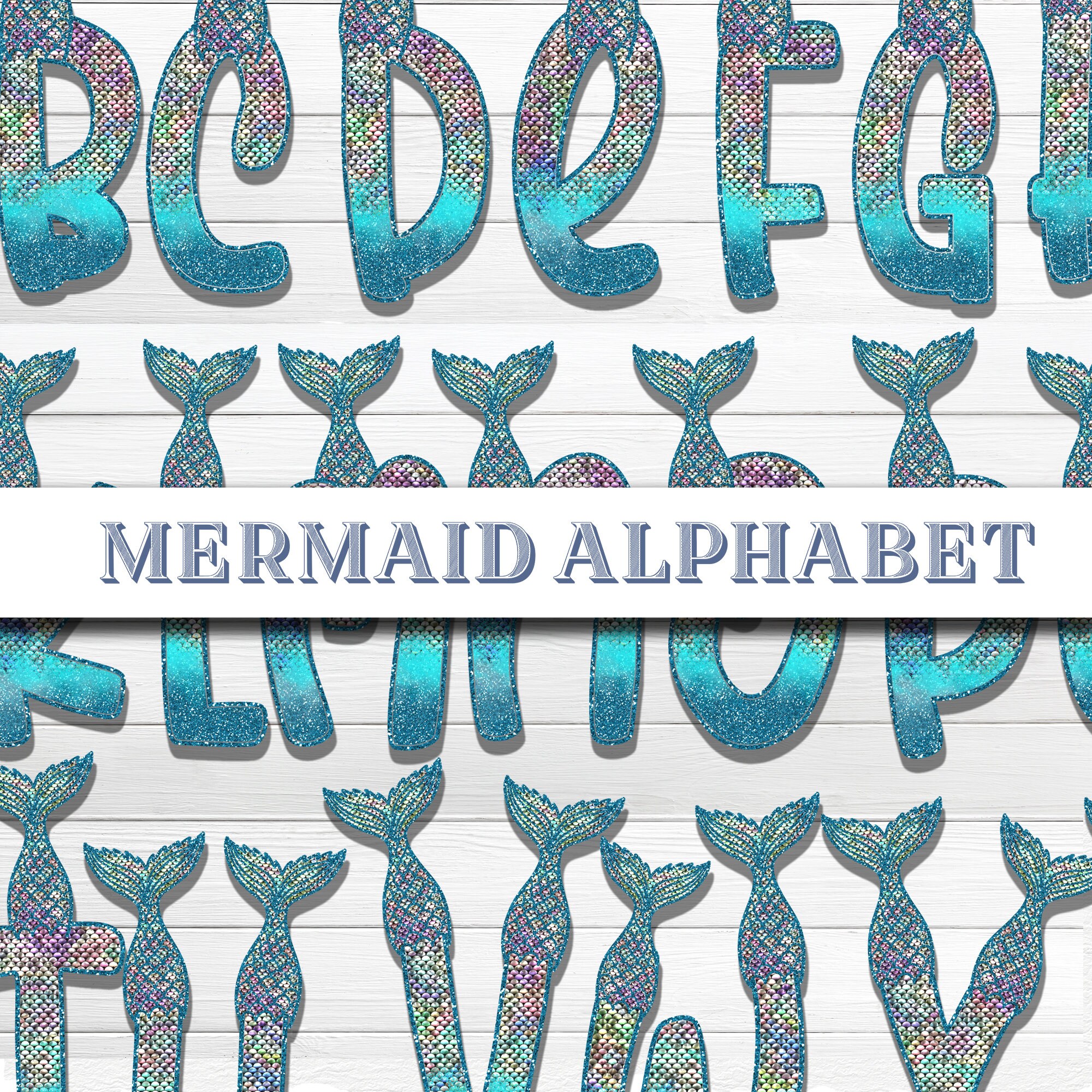 Mermaid Letters Alphabet pngalphabet Clipart Ocean Girls - Etsy