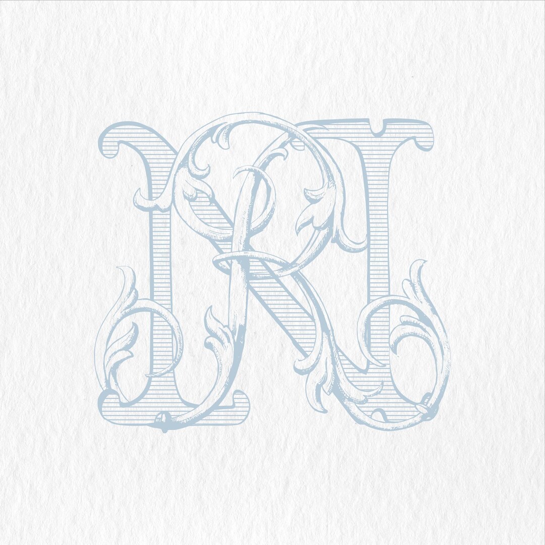 Vintage NR Monogram: Antique Wedding Initial (SVG-PNG) - Etsy