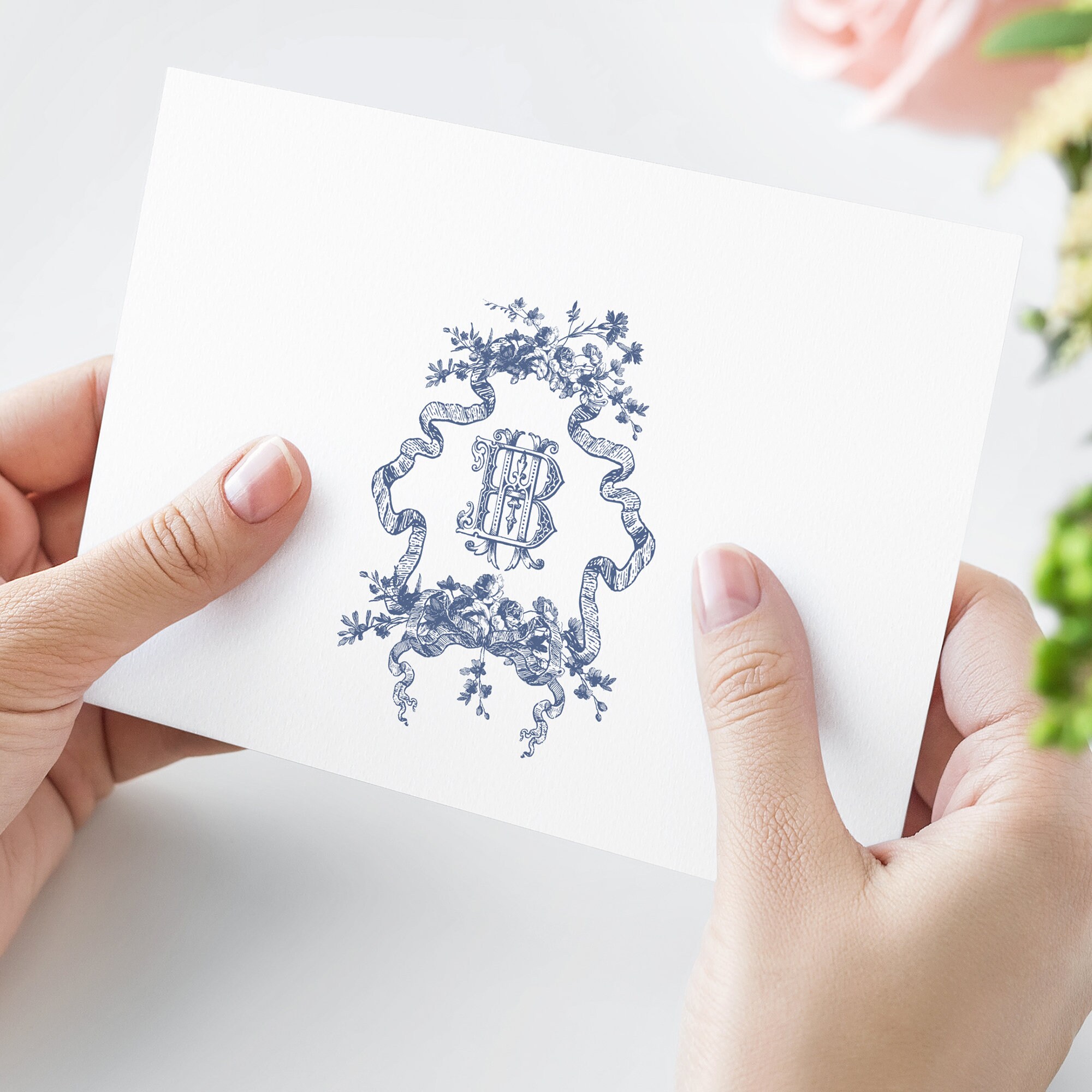 Vintage Floral Monogram Wedding Crest: Two-letter Logo (SVG, PNG, PDF ...