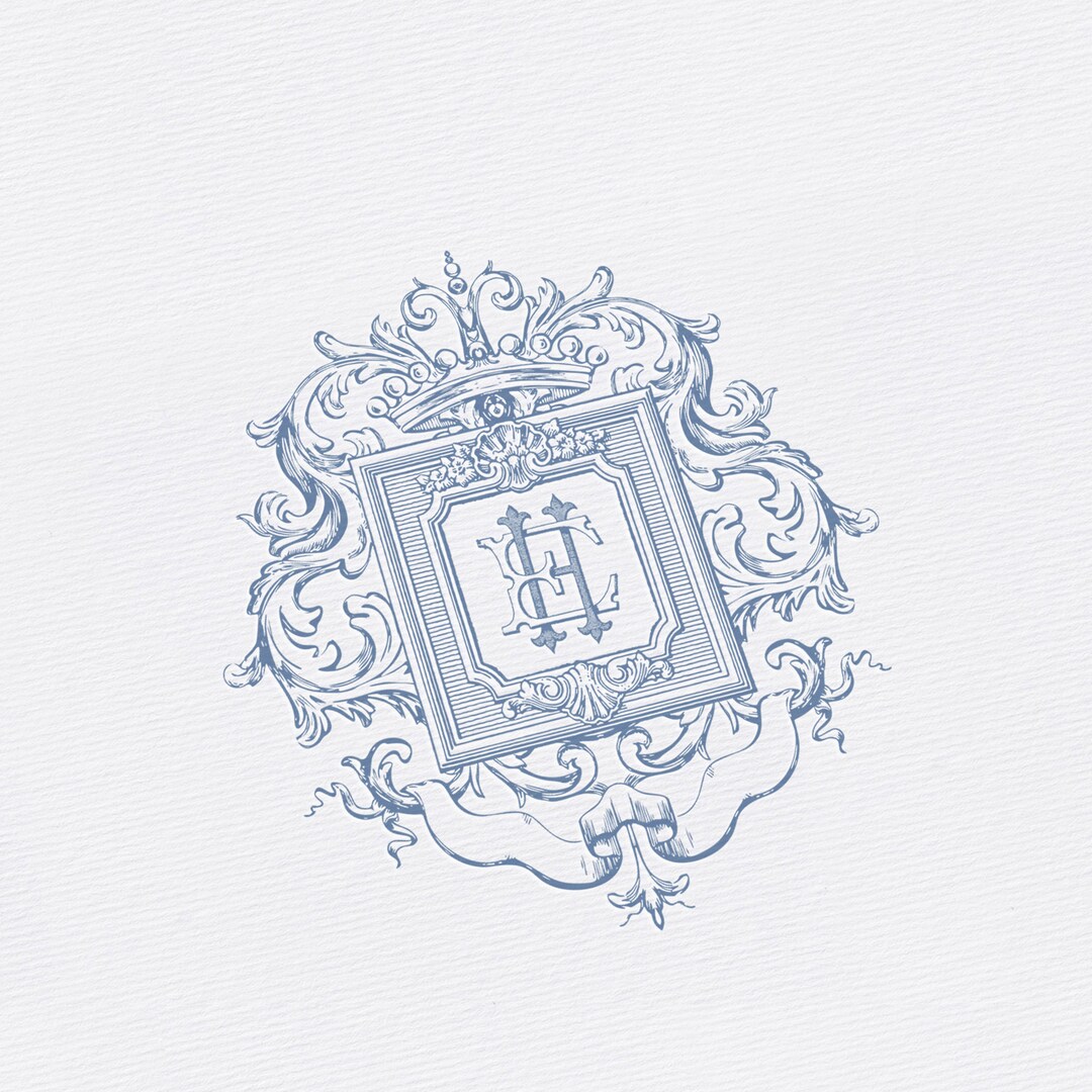 Vintage Wedding Crest: Editable Monogram Logo (SVG, PNG, EPS) - Etsy