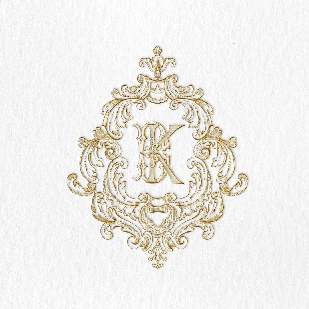 D-K Monogram Logo,two Letter Monogram,vintage French Monogram Wedding ...