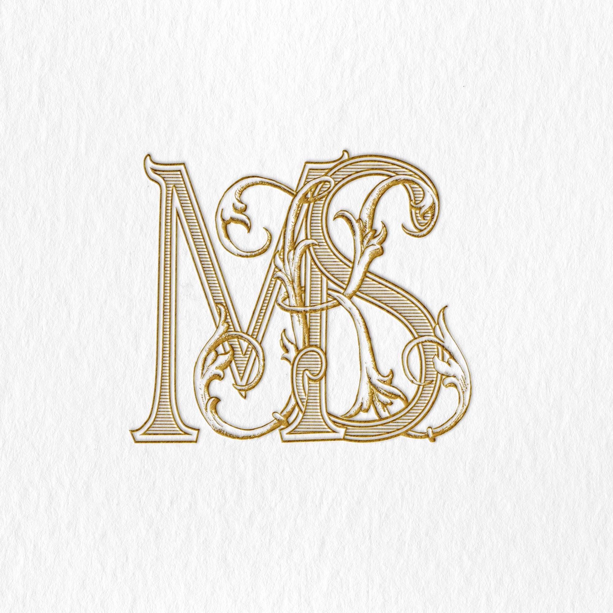 M-K-S Vintage Wedding Monogram: Interlocking Letter Design (SVG-PDF-PNG ...