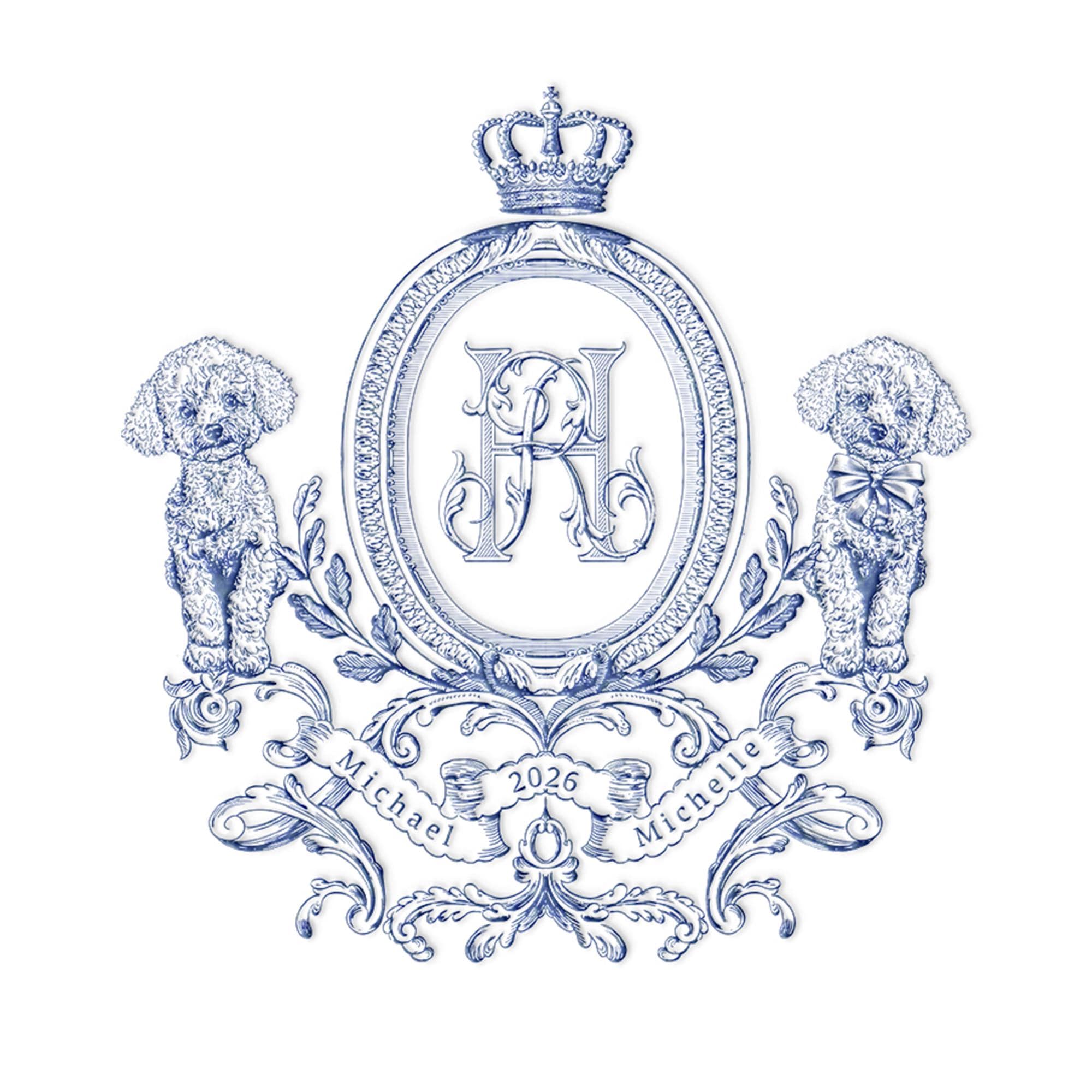 Custom Dog Toy Poodle Wedding Crest Logo: Vintage Monogram (PDF, PNG ...