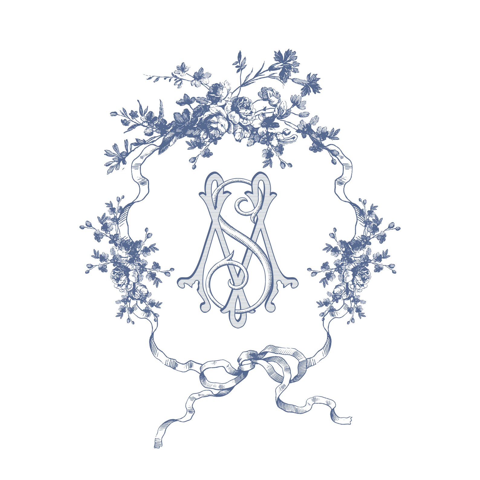 Vintage Floral Monogram Logo: Custom Two-letter Crest (PDF-PNG) - Etsy