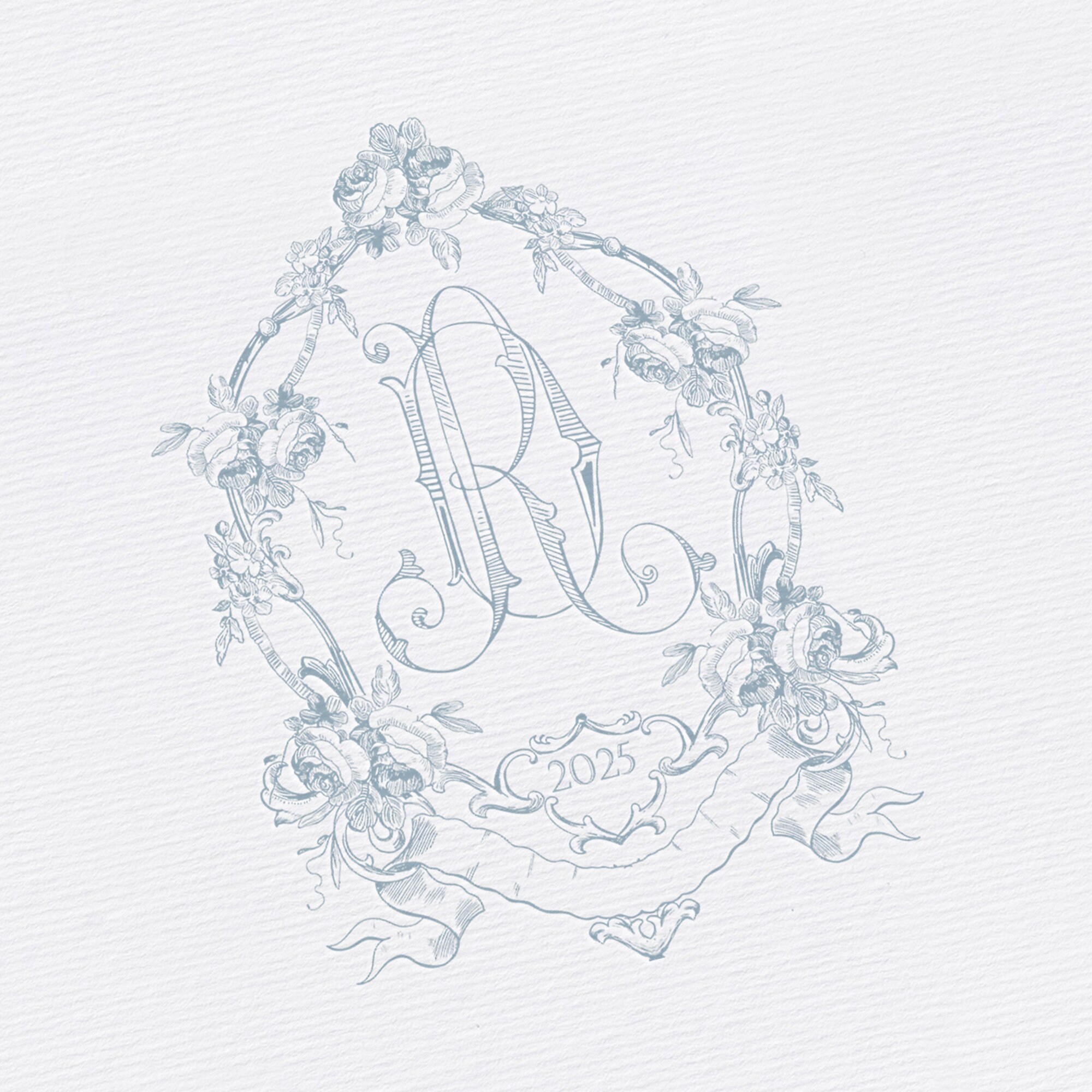 D-R, Vintage Monogram,floral Vintage Monogram Wedding Crest,blue ...