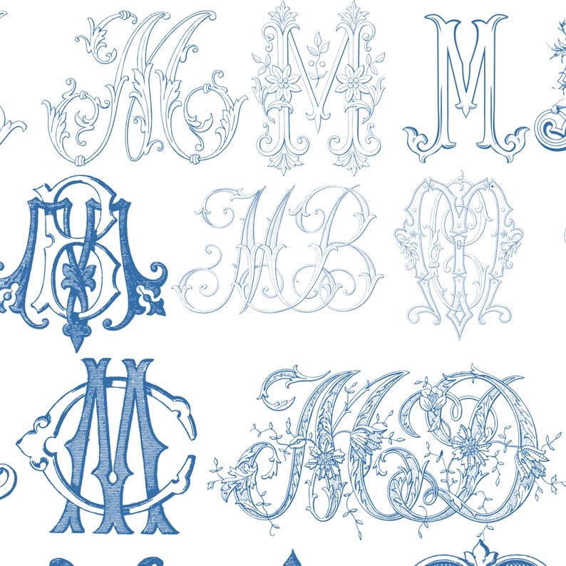 Vintage Monogrammonogram Svg bundle M-A & M-Z Svg Monogram - Etsy