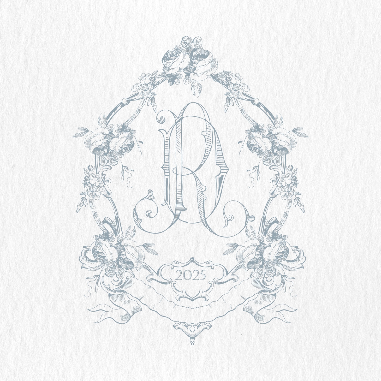 D-R, Vintage Monogram,floral Vintage Monogram Wedding Crest,blue ...