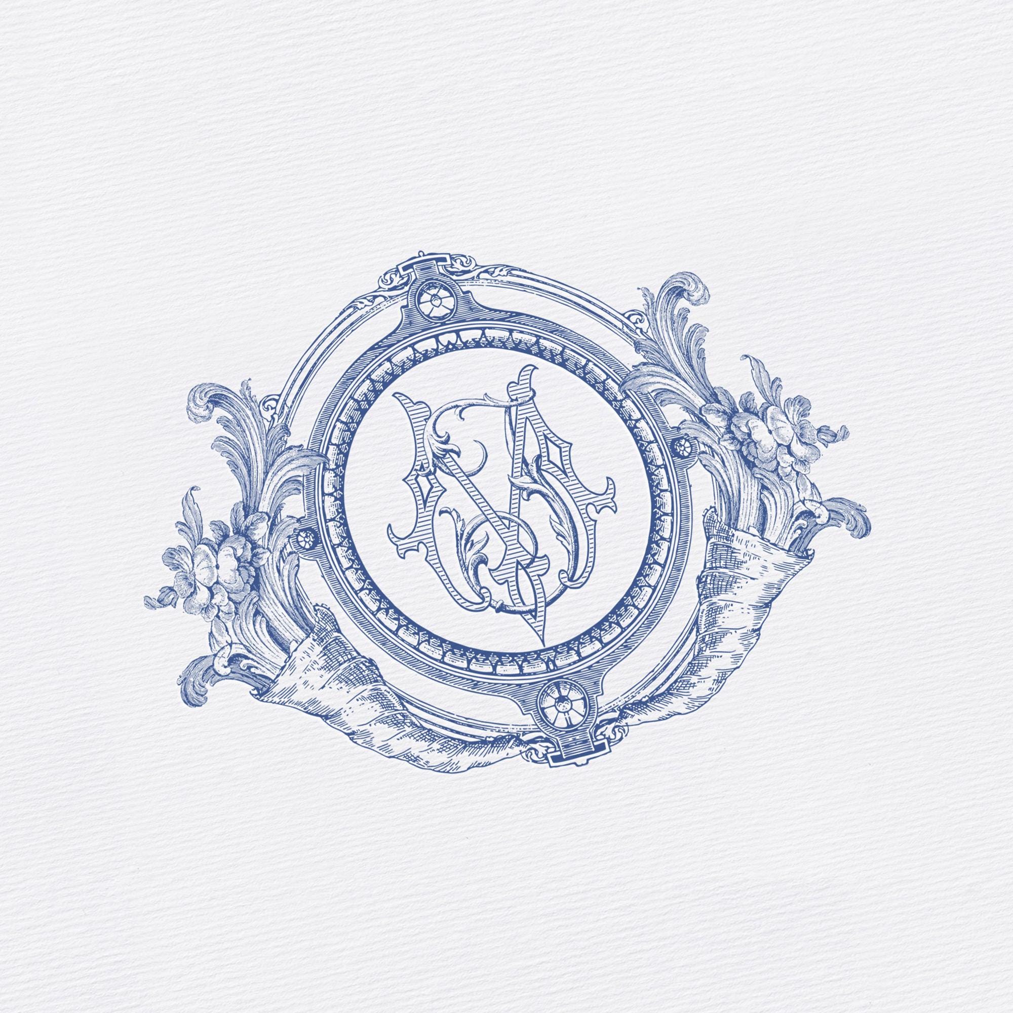MJ Monogram,wedding Logo-wedding Crest-custom Crest-interlock-vintage ...