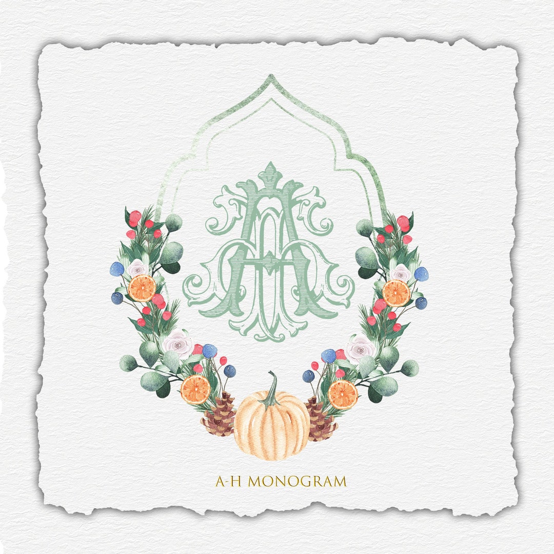Watercolor Monogram A & H ,monogram Pdf ,monogram Png, Intertwined ...