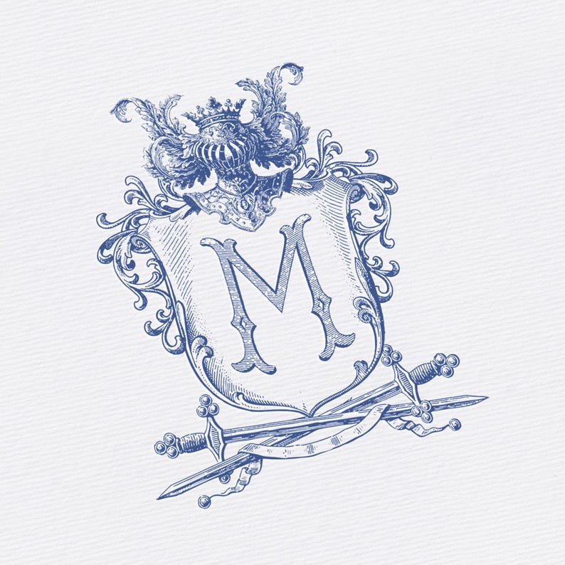 Vintage Wedding Crest: Heraldic Monogram, Coat of Arms (PDF & PNG) - Etsy