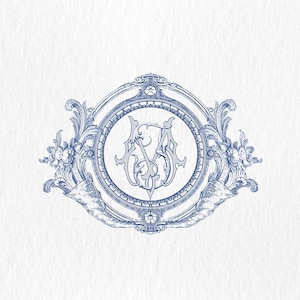 MJ Monogram,wedding Logo-wedding Crest-custom Crest-interlock-vintage ...