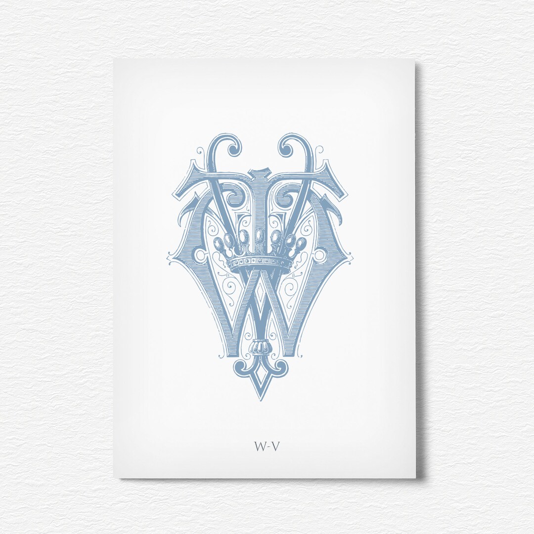 W-V -V-W Vintage Monogram,antique Classic Wedding Monogram,interlocking ...