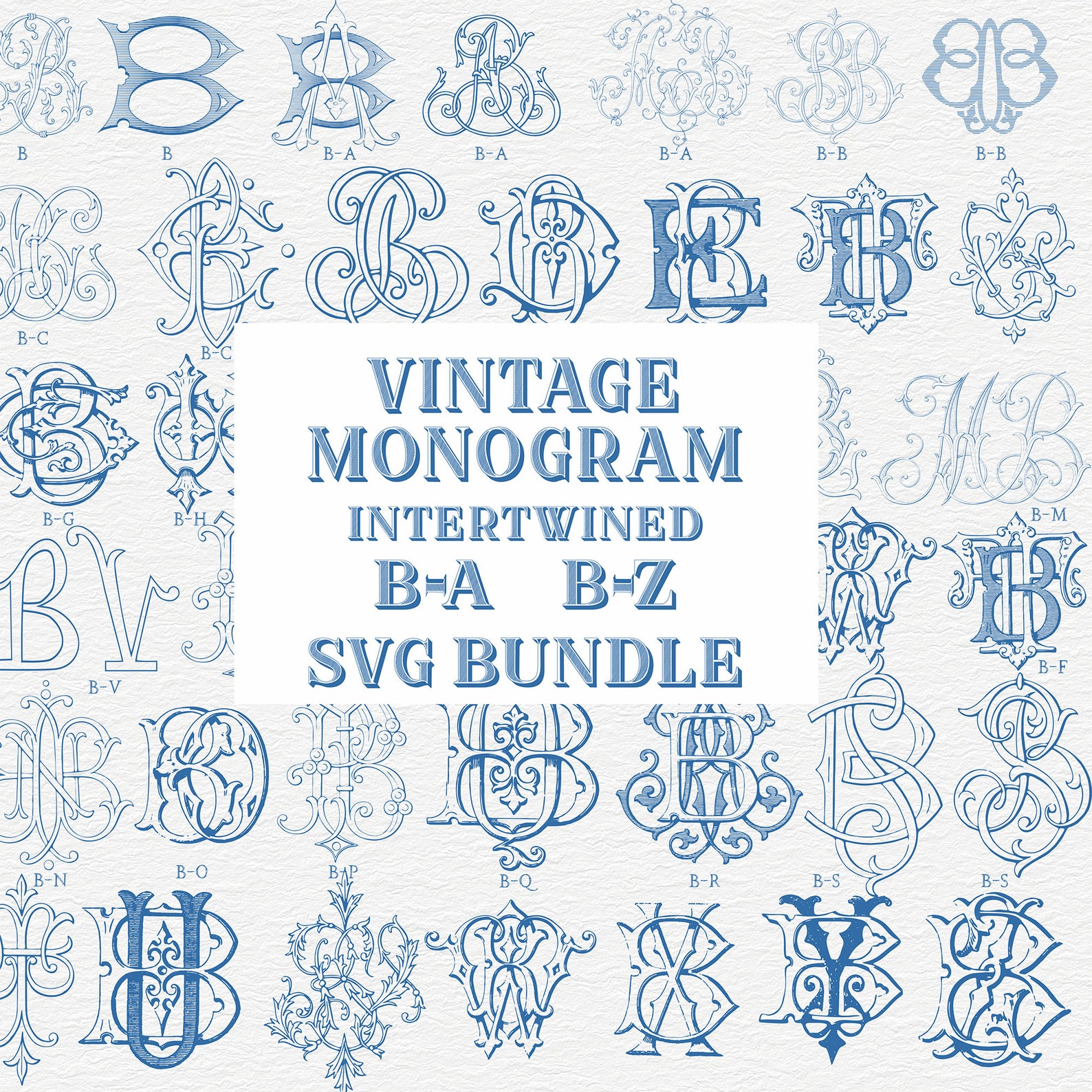 Vintage Monogrammonogram Svg bundle B-A & B-Z Svg Monogram - Etsy