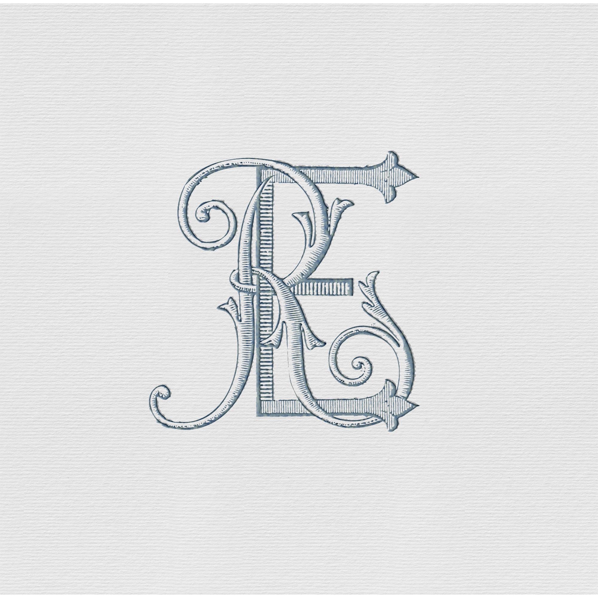 E-R Vintage Monogram,antique Classic Wedding Monogram,interlocking Two ...