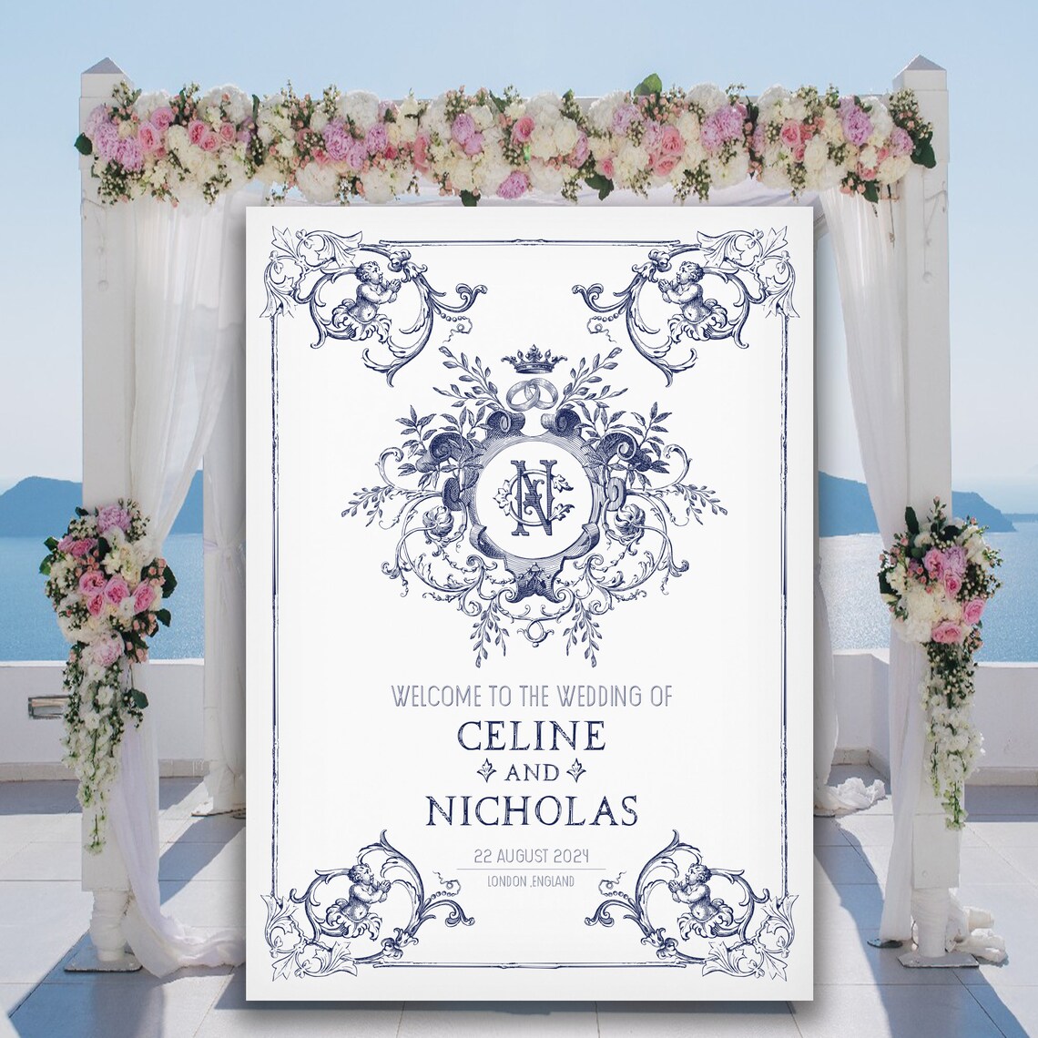 Editable Vintage Momogram,wedding Welcome Sign Template,monogram ...