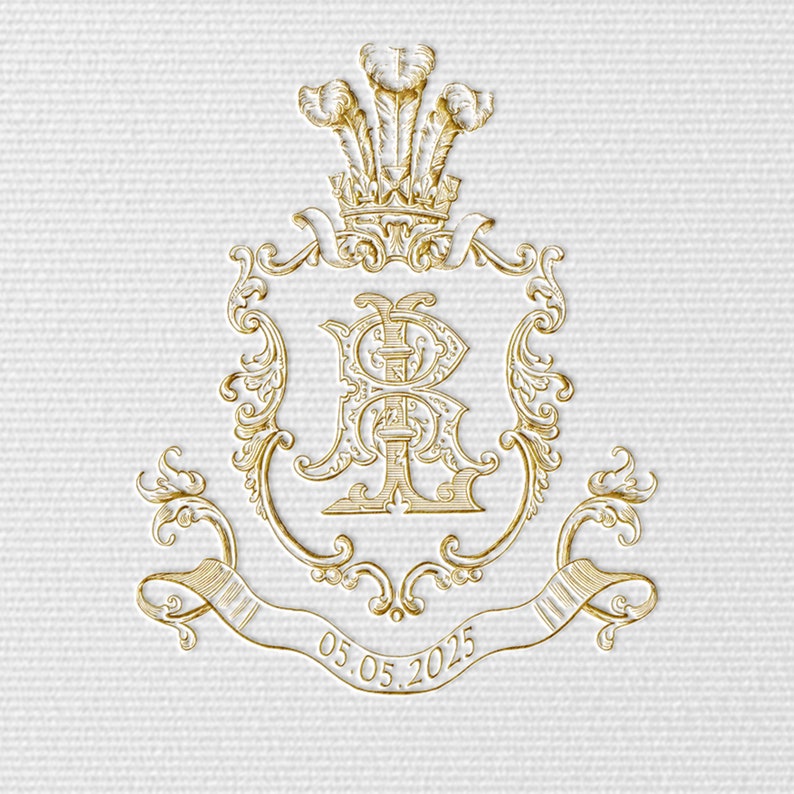 Vintage Wedding Crest: Editable Monogram Logo (SVG, PNG, EPS) - Etsy