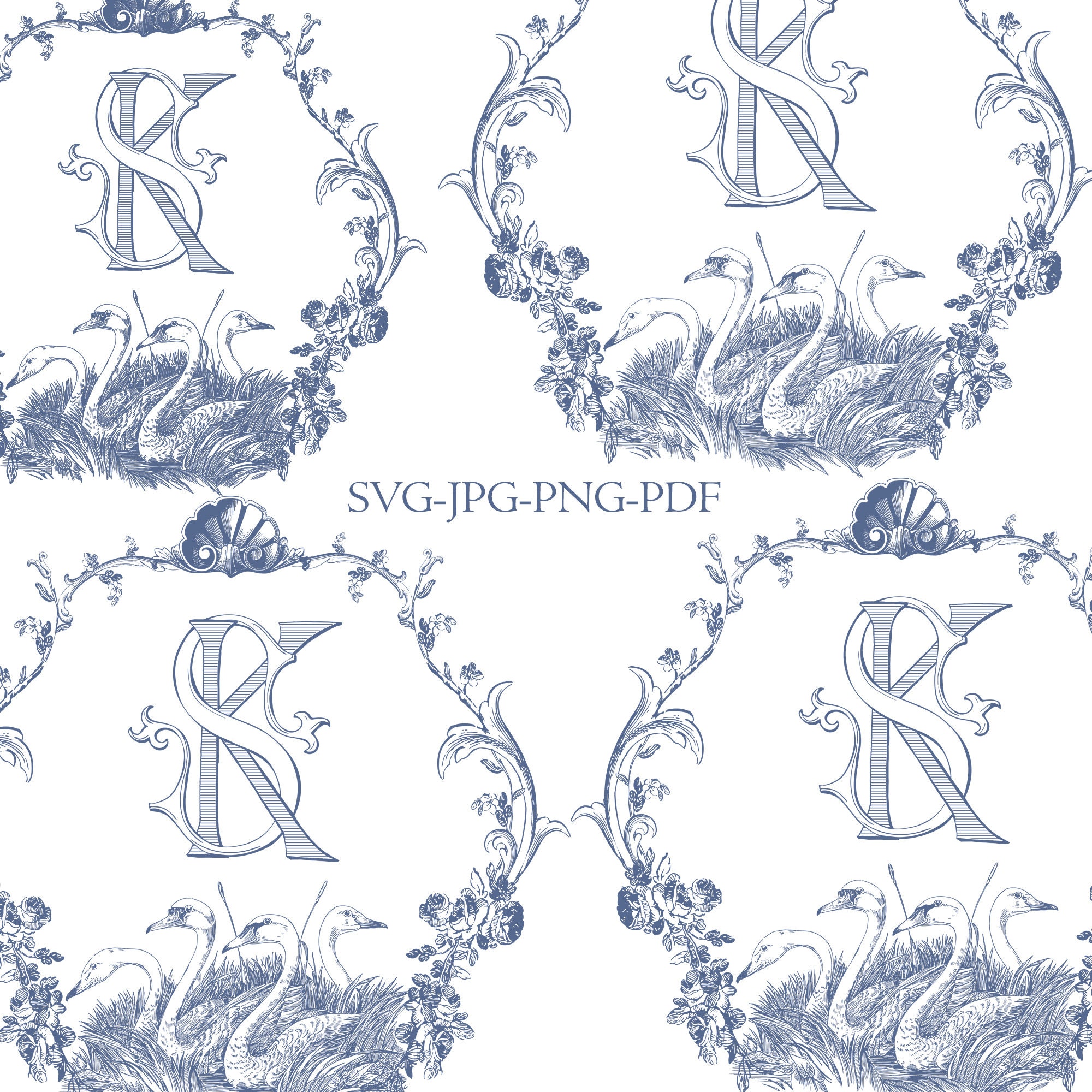 S-kvintage Monogram,swan Crest,swanmonogram,customized Swan Crest,swan ...