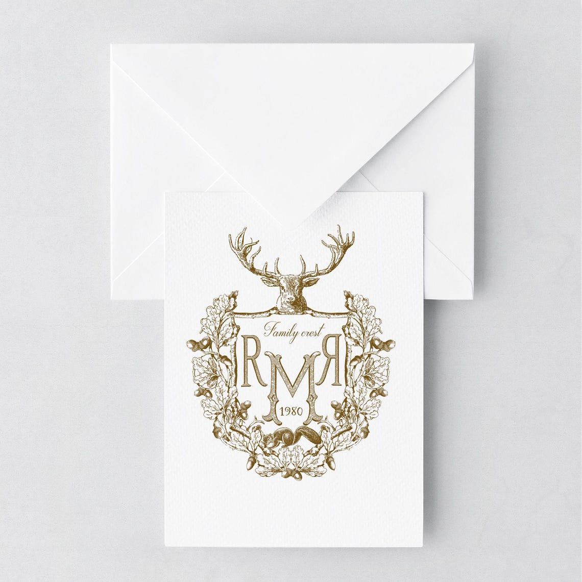 Vintage Oak Leaf Family Crest Design: RMR Monogram (digital Download ...