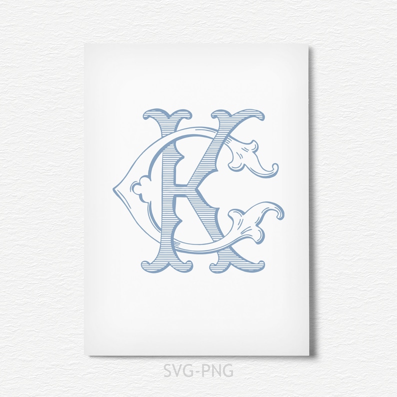 C-K -K-C Vintage Monogram,antique Classic Wedding Monogram,interlocking ...