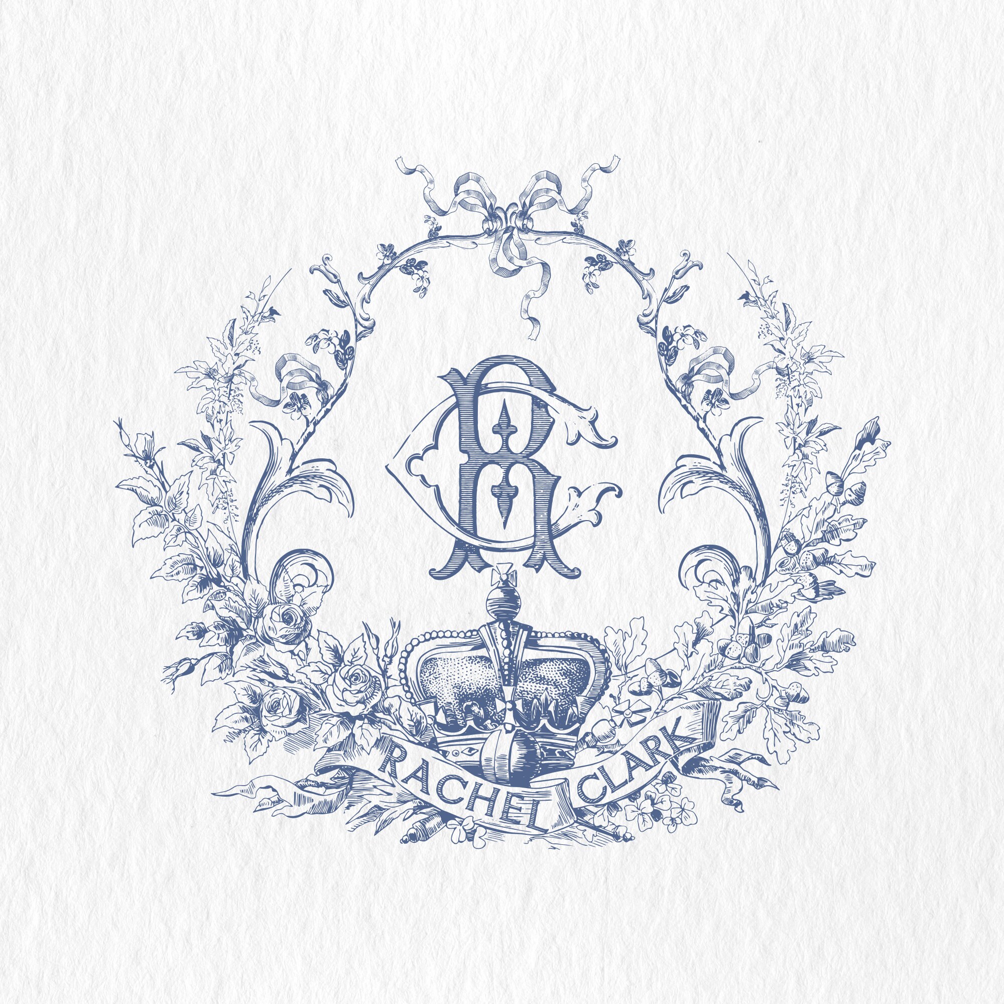 Wedding Wreath Crest With Crown,svg-c-r Vintage Monogram - Etsy