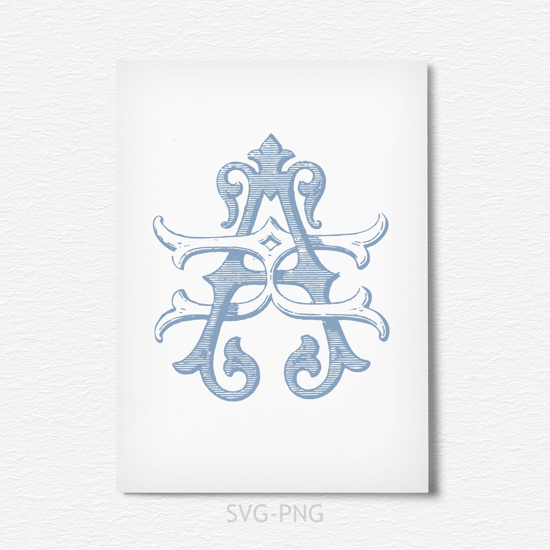 A-K Vintage Monogram,antique Classic Wedding Monogram,interlocking Two ...