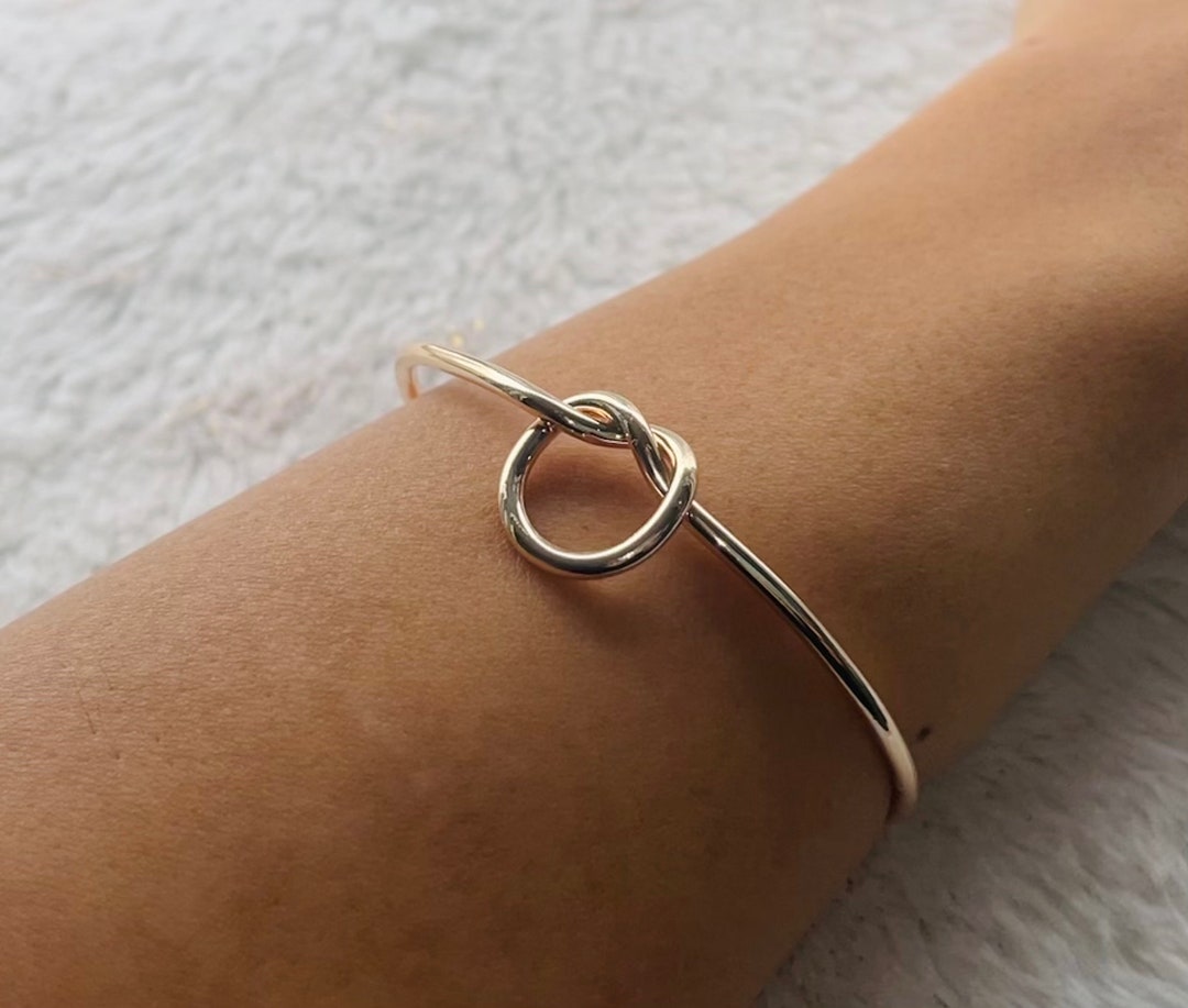 Gold Love Knot Bracelet, Tie the Knot Simple Bangle, Unisex Adjustable ...