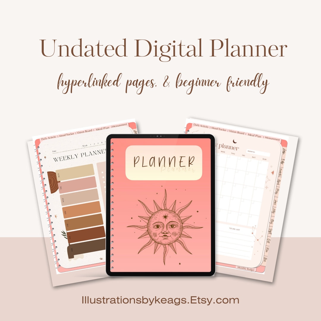 Undated Digital Electronic Planner for Ipad- Goodnotes, Ebooks ...
